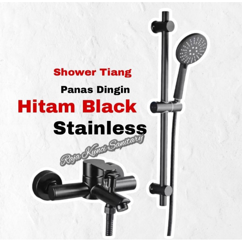 Jual Paket Kran Bathub Panas Dingin Stainless 304 & Tiang Shower Hitam ...