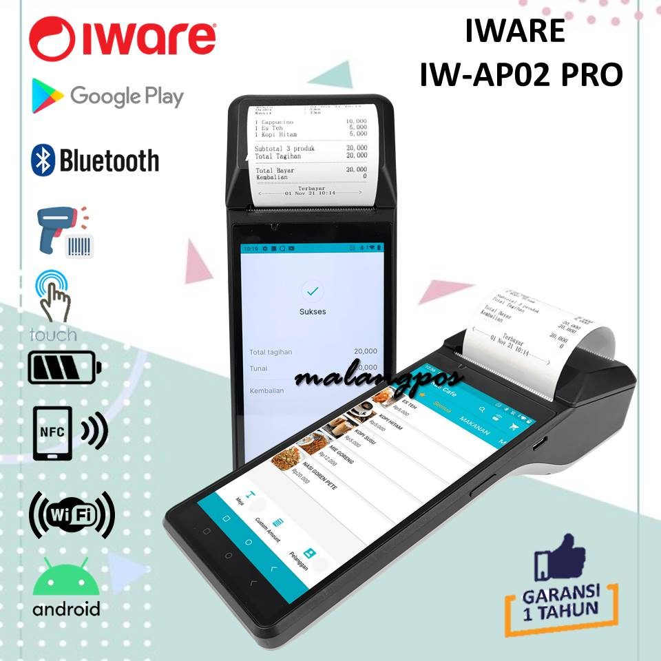Jual Mesin Kasir Android Portable Iware AP-02 PRO NFC 58mm Wifi Printer ...