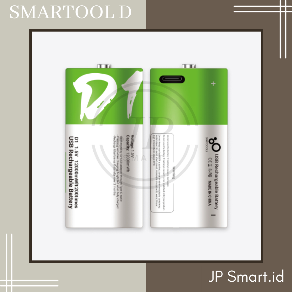 Jual Smartools Baterai Size D PowerBatt USB Type-C Rechargeable ...
