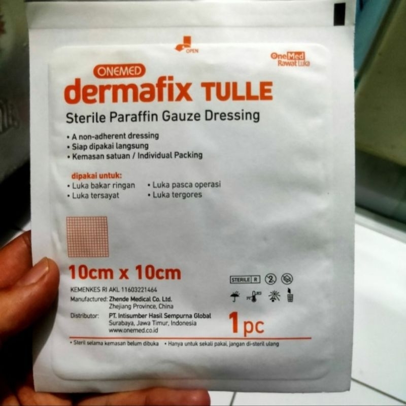 Jual Dermafix tulle 10x10cm 10 x 10 cm paraffin gauze onemed per pcs ...