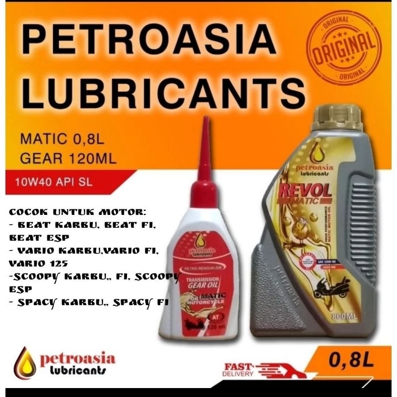 Jual PAKET OLI REVOL METIC+GEAR OIL PETROASIA 120ml(REVOL MATIC+GEAR ...