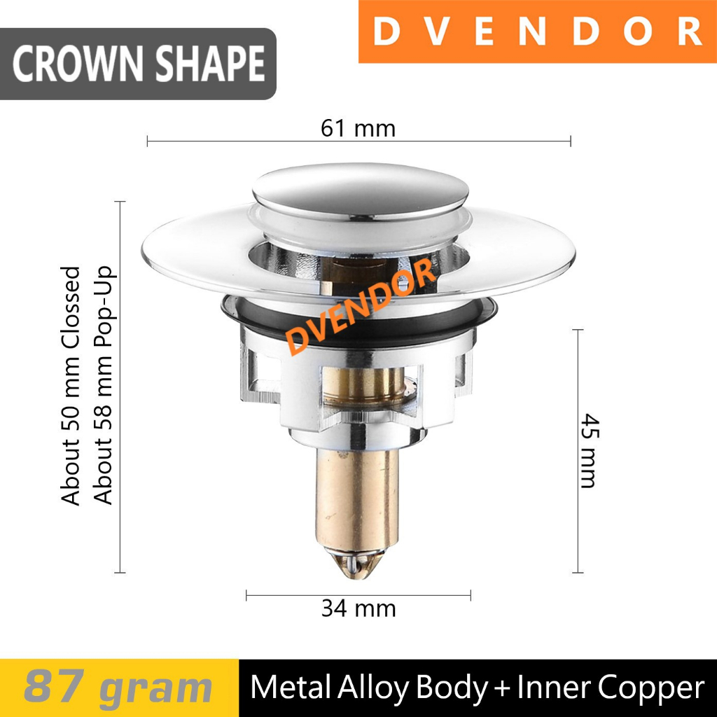 Jual AFUR KEPALA SIFON UNIVERSAL POP UP BASIN SINK WASTAFEL DRAIN ...