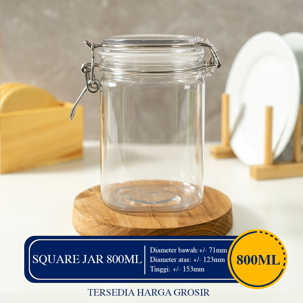 Jual 800ML SQUARE JAR WITH CLIP (KODE: SJ800ML) | TOPLES 800ML | Shopee ...