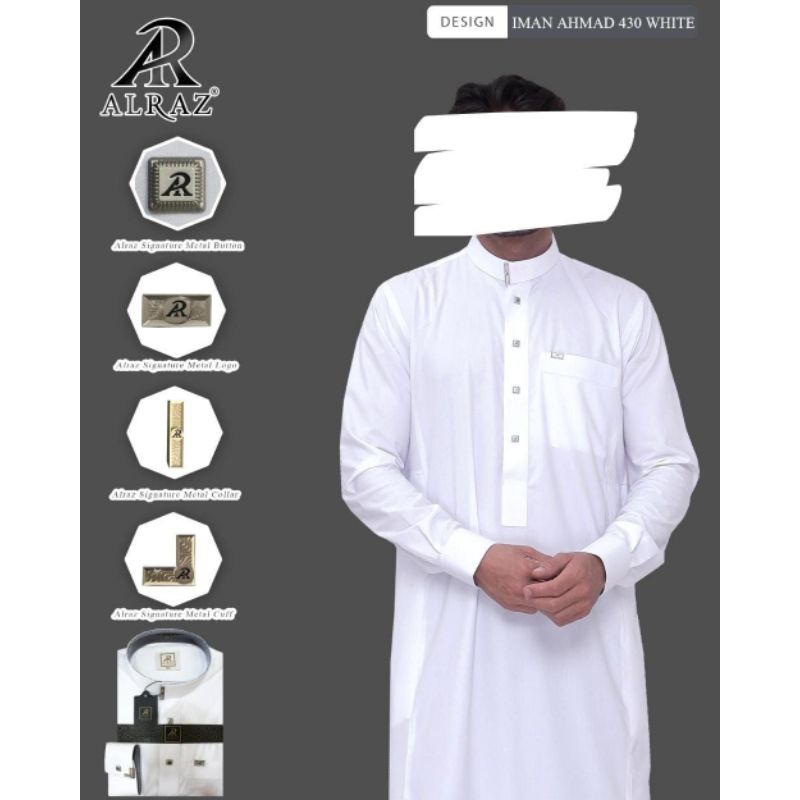 Jual jubah terbaru Al Raz model imam Ahmad lengan panjang manset ...