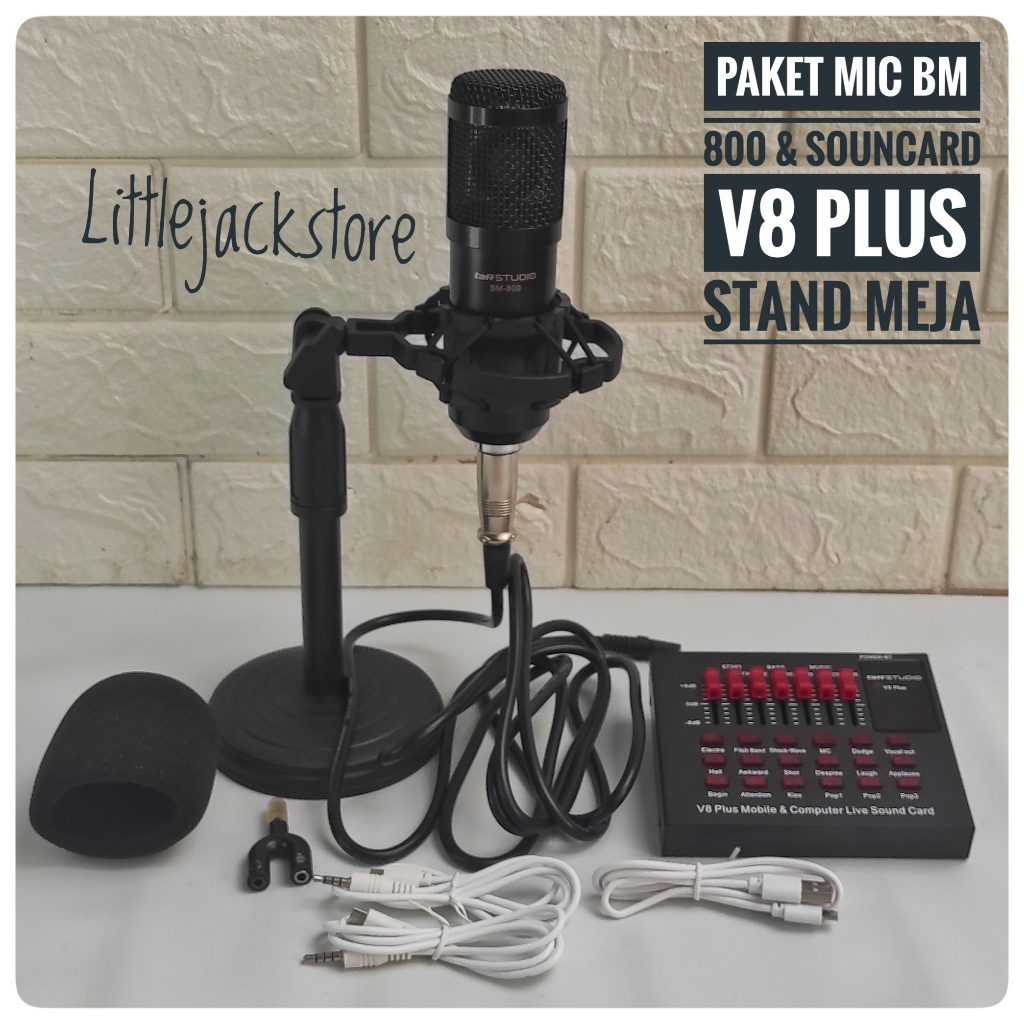 Jual Paket Mic BM 800 Soundcard V8 V8S V8Plus dan Stand Mic Meja | Shopee Indonesia