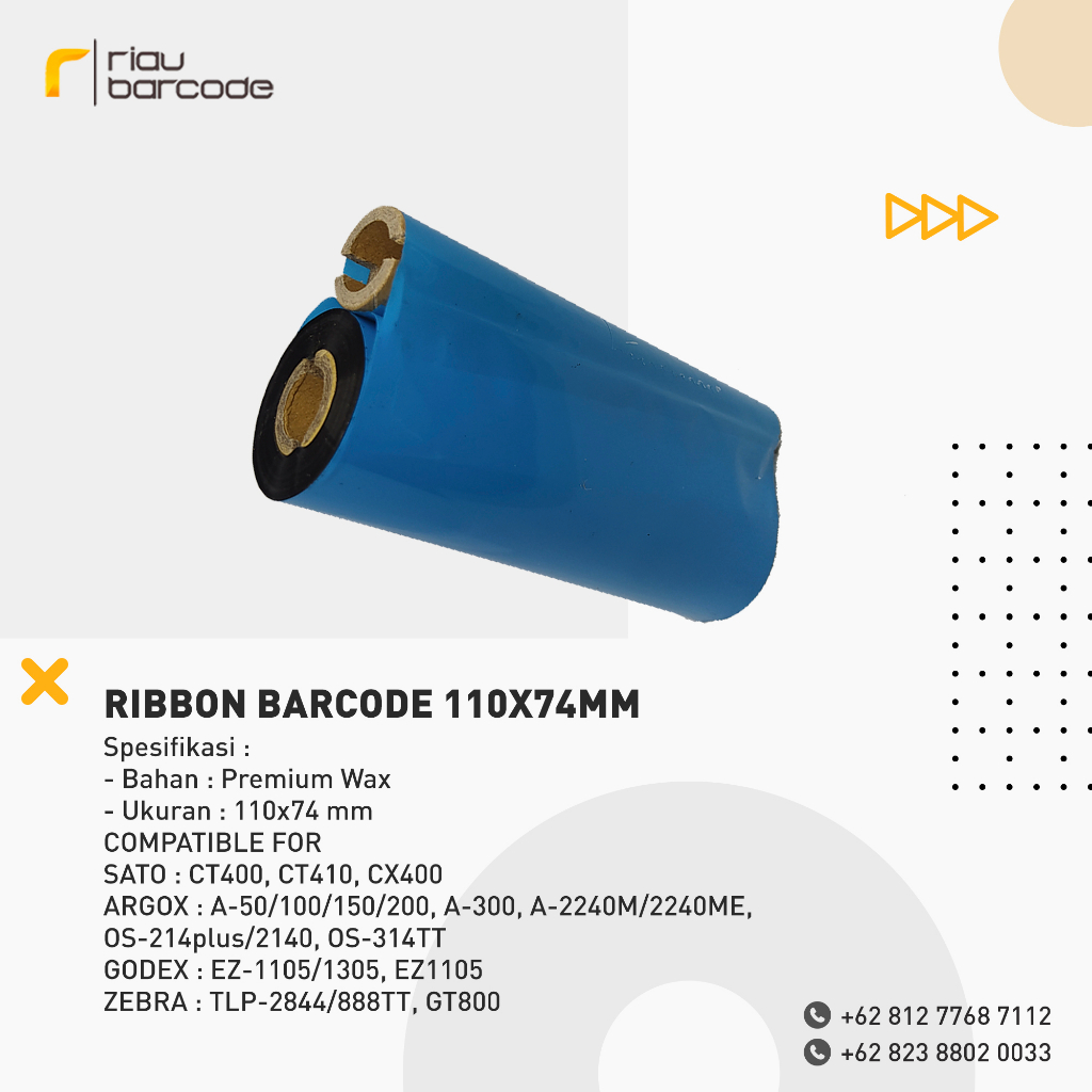 Jual RIBBON BARCODE WAX 110 x 74 M / 110mm x 74m & RIBBON BARCODE ...
