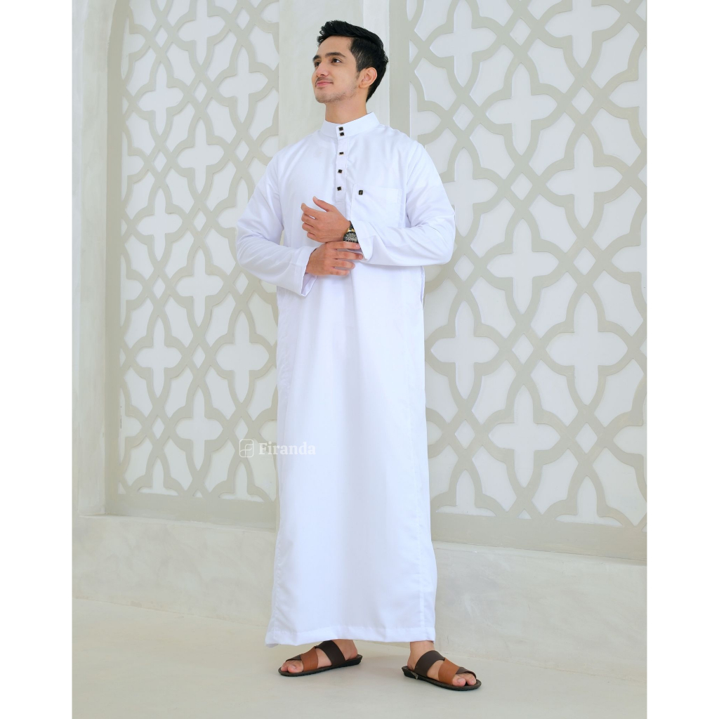 Jual Firanda Jubah Saudi Gamis Pria Dewasa Jubah Muslim Pria Hitam Putih Polos Shopee Indonesia