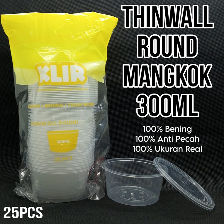 Jual THINWALL ROUND MANGKOK DATAR BULAT PLASTIK TAKE AWAY BOWL CUP 300ML 25PC | Shopee Indonesia