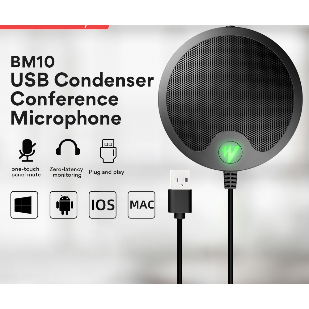 Jual MAONO AU-BM10 USB Conference Microphone Metal Boundary Desktop Mic ...