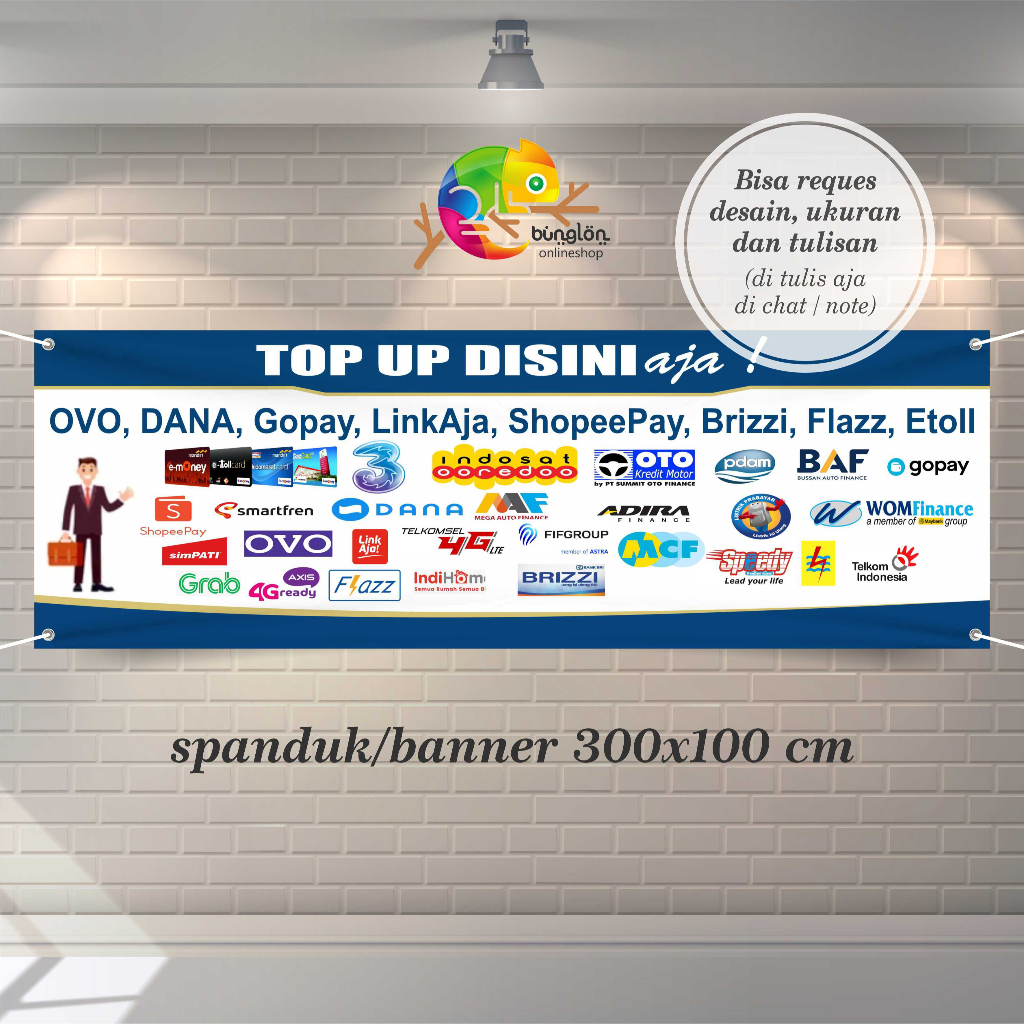 Jual 300x100 Spanduk Banner Top Up Lengkap Bisa Custom | Shopee Indonesia