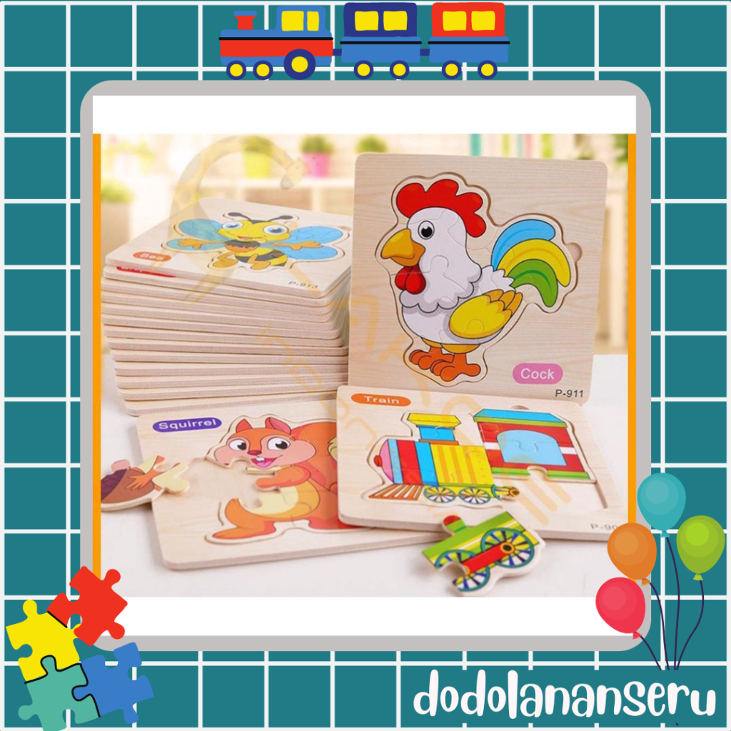 Jual DDS - Mainan puzzle kayu anak hewan kartun/Mainan Edukasi anak ...