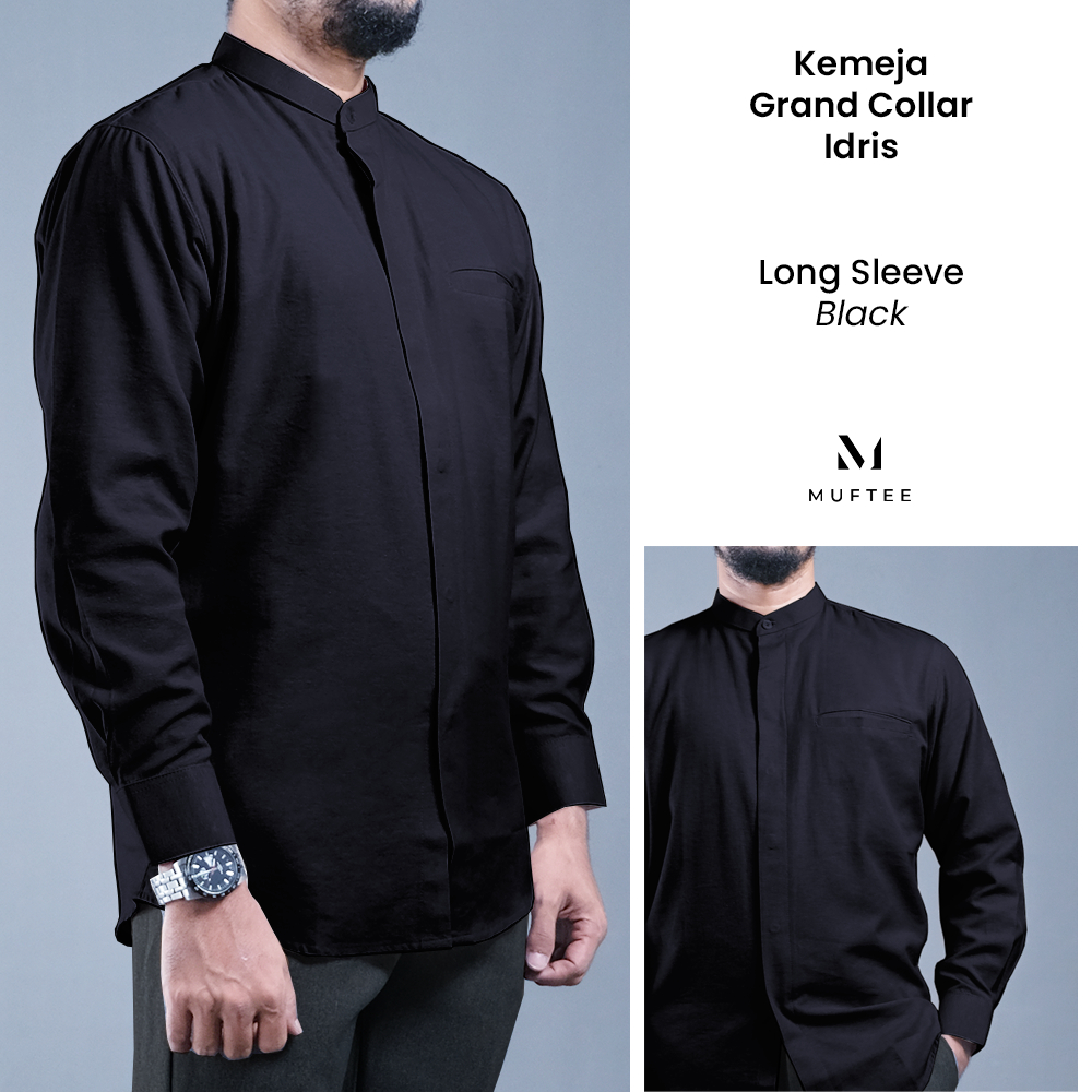 Jual Muftee Grand Collar Idris Kemeja Kantor Pria Lengan Panjang Formal ...