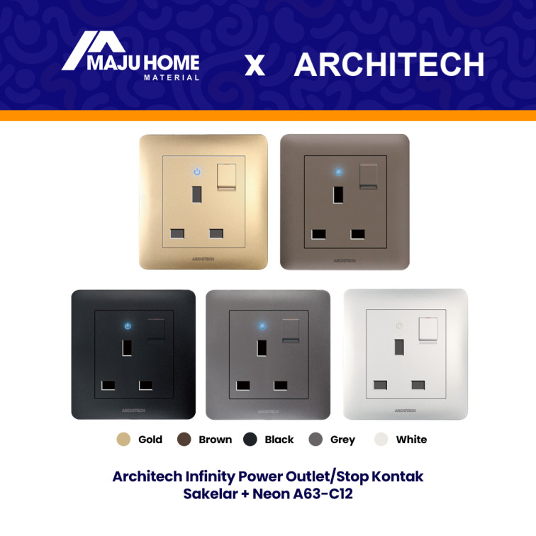 Jual Architech Infinity Power Outlet/Stop Kontak Sakelar + Neon A63-C12 ...