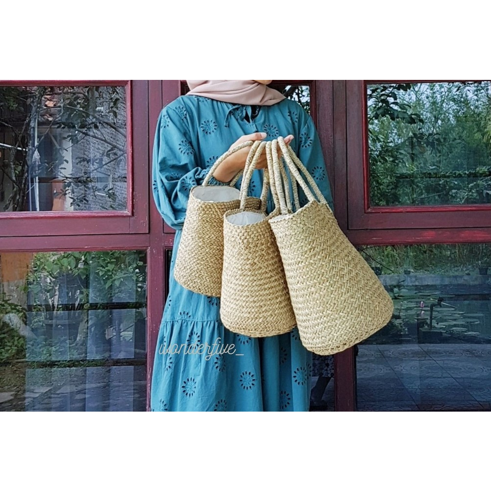Jual Tas Anyaman Pandan Mendong Bakul Etnik Wanita Tradisional Natural ...