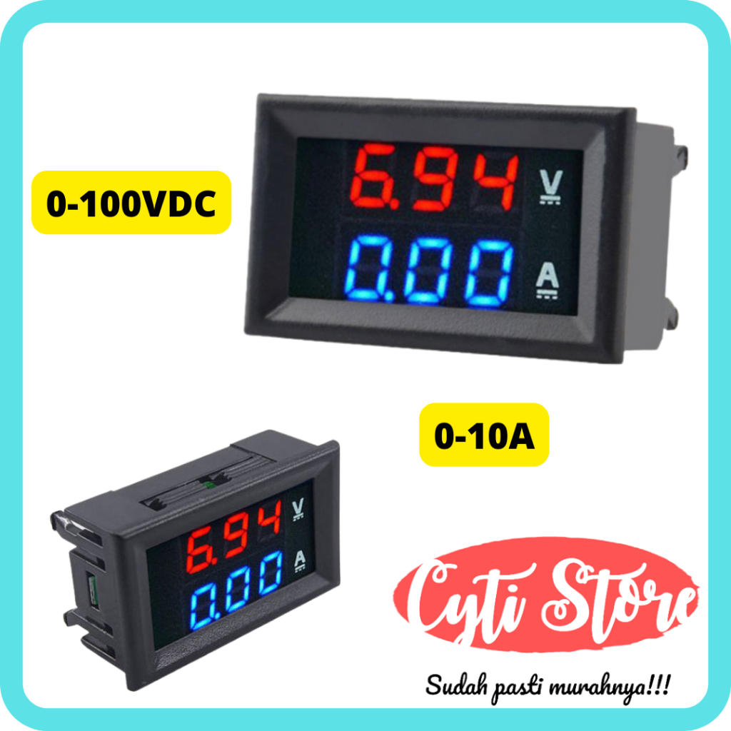 Jual Alat Pengukur Listrik 0-100 Vdc Voltmeter Ammeter LED - GN-0117 - Black | Shopee Indonesia