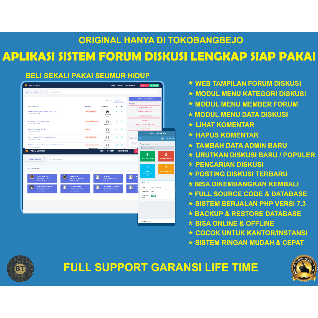 Jual APLIKASI WEB SOURCE CODE FORUM DISKUSI LENGKAP PHP MYSQLI FULL ...