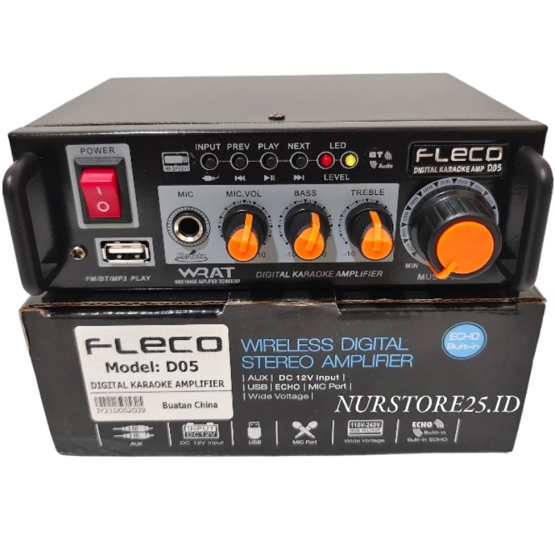 Jual Power Amplifier Bluetooth FLECO Karaoke D05 600W Stereo+MP3 Player ...