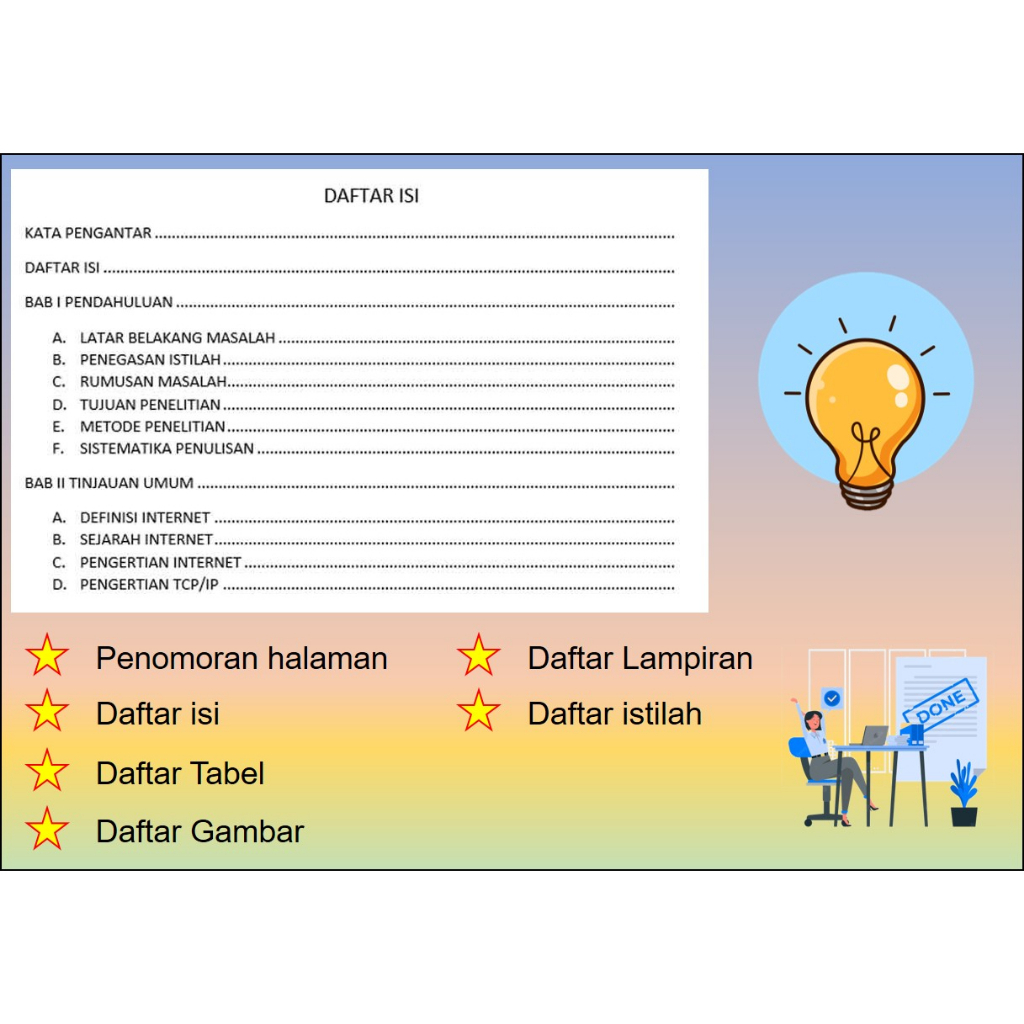 Jual Daftar isi, penomoran halaman, daftar tabel, gambar, lampiran dan ...