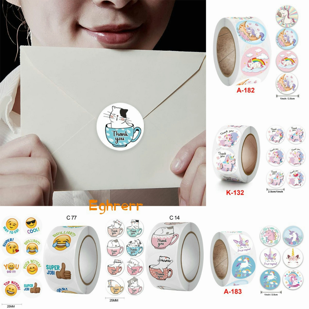 Jual EG-500pcs Roll Stiker Thank You Terima Kasih Bulat Kartun Sanrio ...