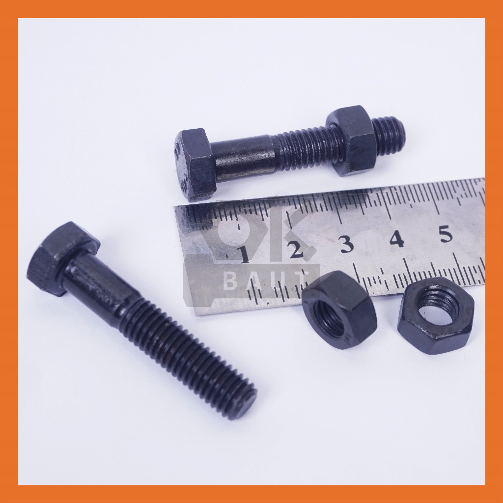 Jual Baut Mur Baja 8x40 mm 8.8 kunci 13 p1.25 Baut Baja Hitam Baut Mur ...