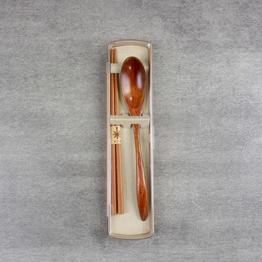 Jual Alat Makan Kayu ISHIDA Cutlery Wooden Set Natural Twin | Shopee ...