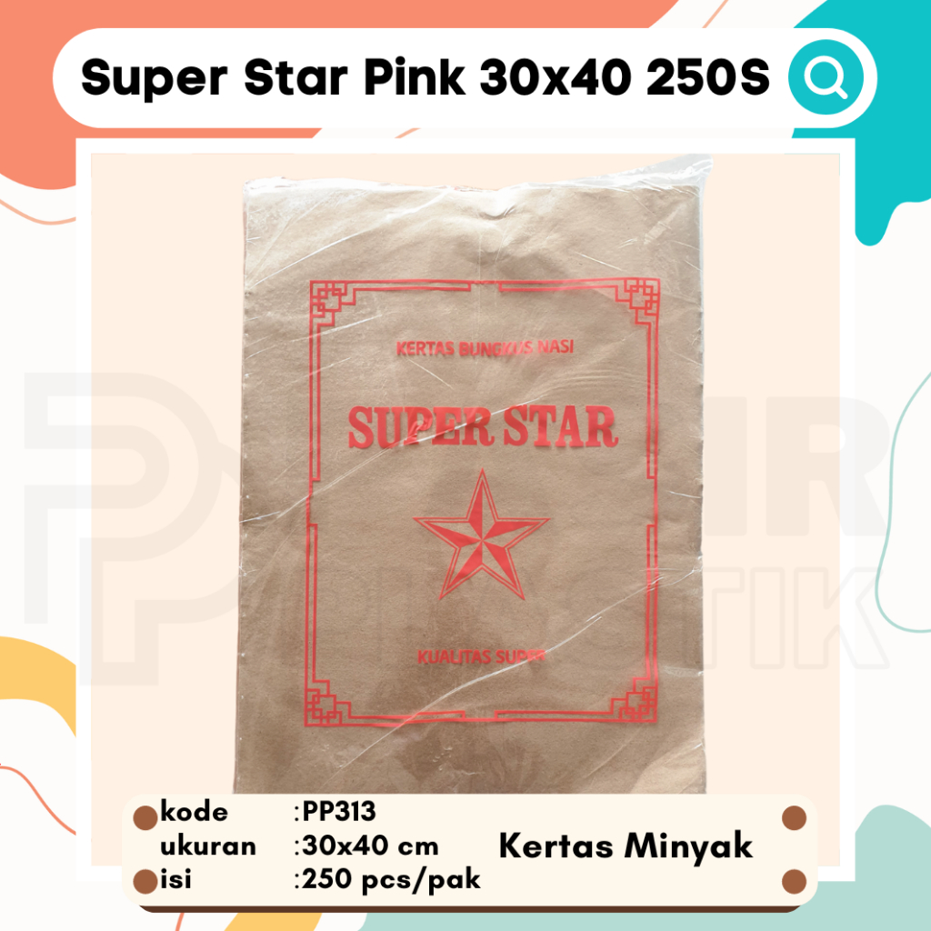 Jual Kertas Minyak Super Star Pink Merah Muda 30x40 Isi 250 Lembar ...