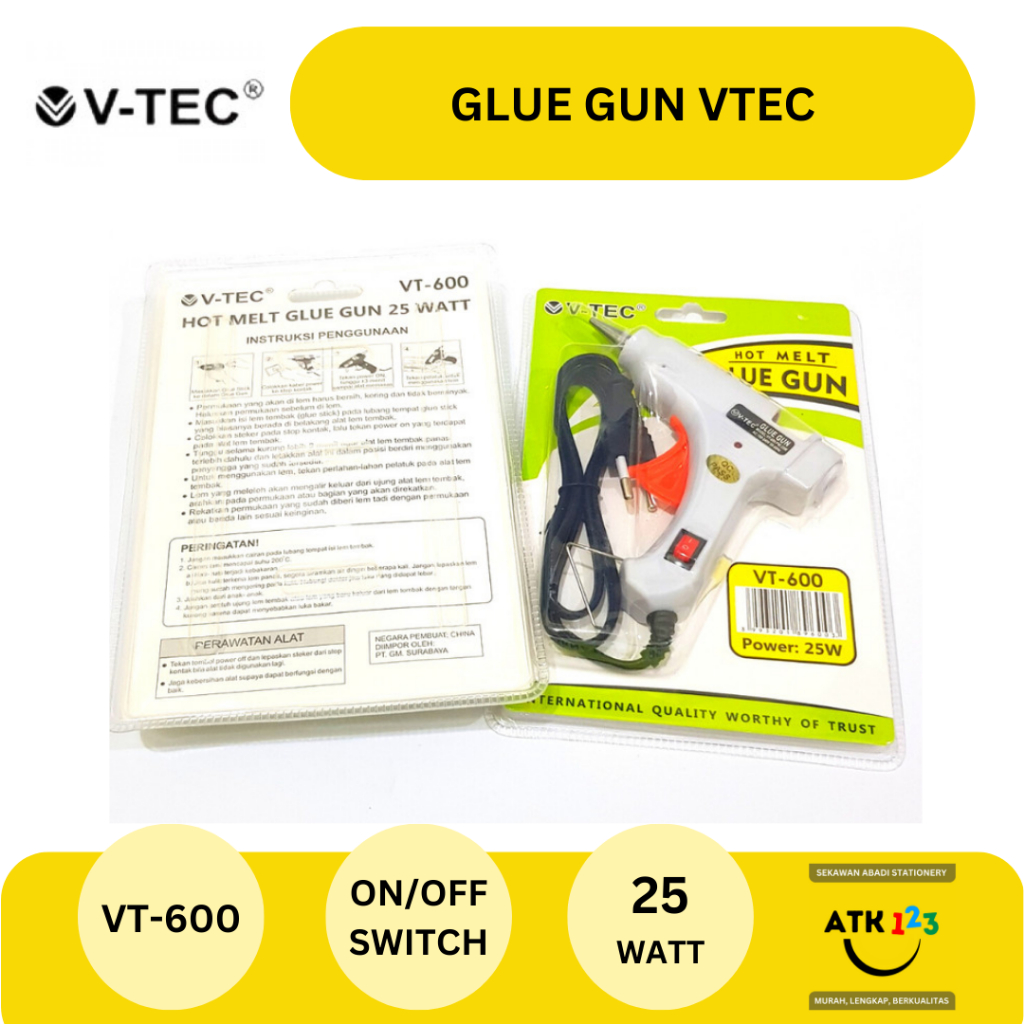 Jual Alat Lem Tembak / Glue Gun Merk V-Tec VT-600-25W | Shopee Indonesia
