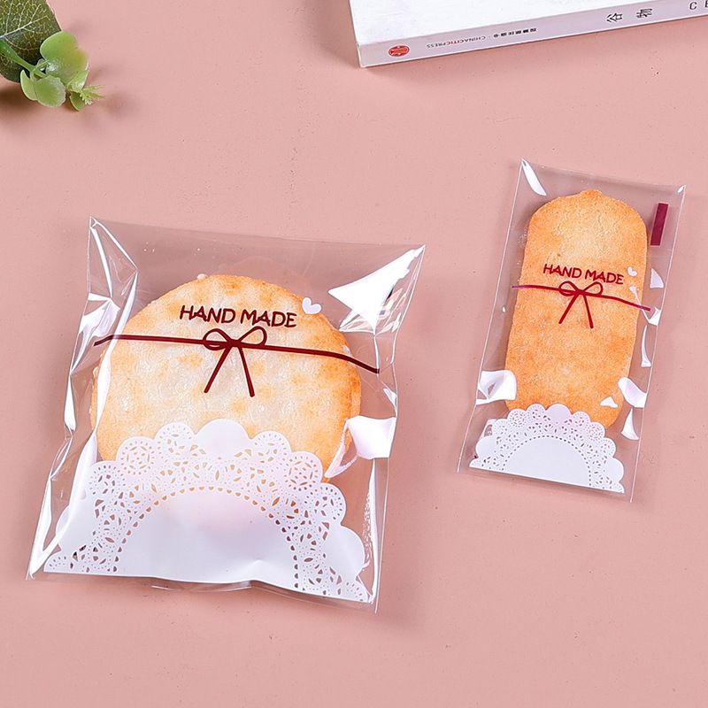 Jual 10x10cm 100pcs plastik cookies roti plastik OPP kue donut perekat ...