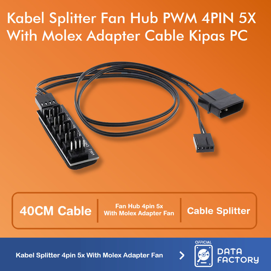Jual Kabel Splitter Fan Hub PWM 4PIN 5X With Molex Adapter Cable Kipas ...