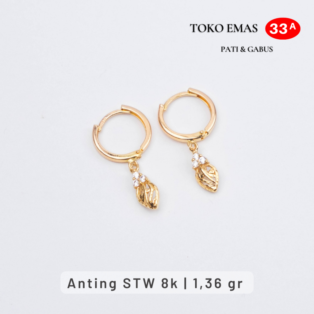Jual Toko Emas 33A - Anting Hoop Panjang Emas Tengah Gold 8k Asli ...