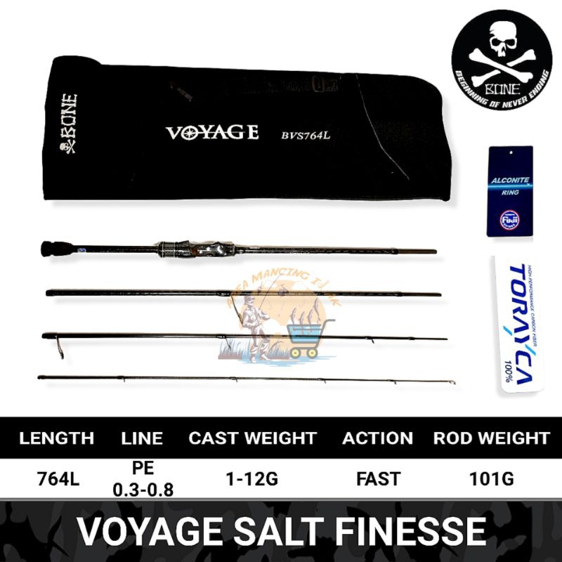 Jual Joran BONE VOYAGE SALT FINESSE Spinning Travel 100% Torayca ...