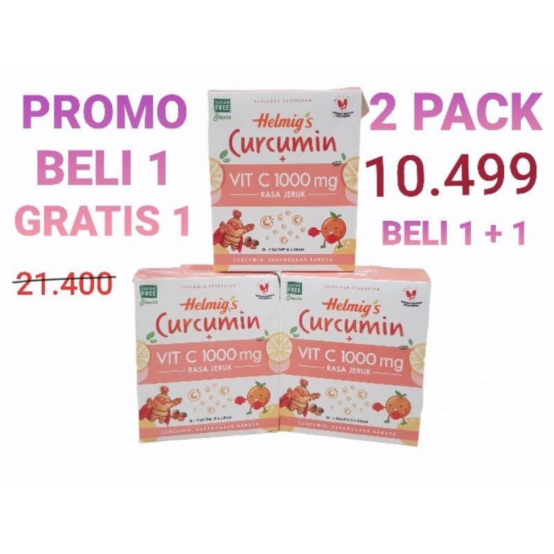 Jual [ PROMO BELI 1 + 1 ] Helmigs Curcumin Sugar Free Jeruk + Vit C ...
