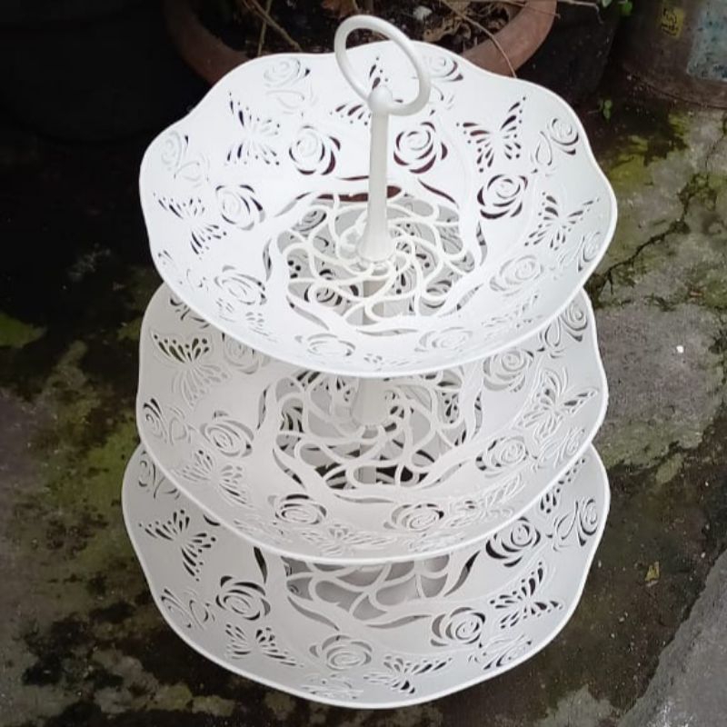 Jual Zalwastore Piring Prasmanan Ukir Susun 3/ Piring Saji / Piring Kue / Piring Buah / Piring ...
