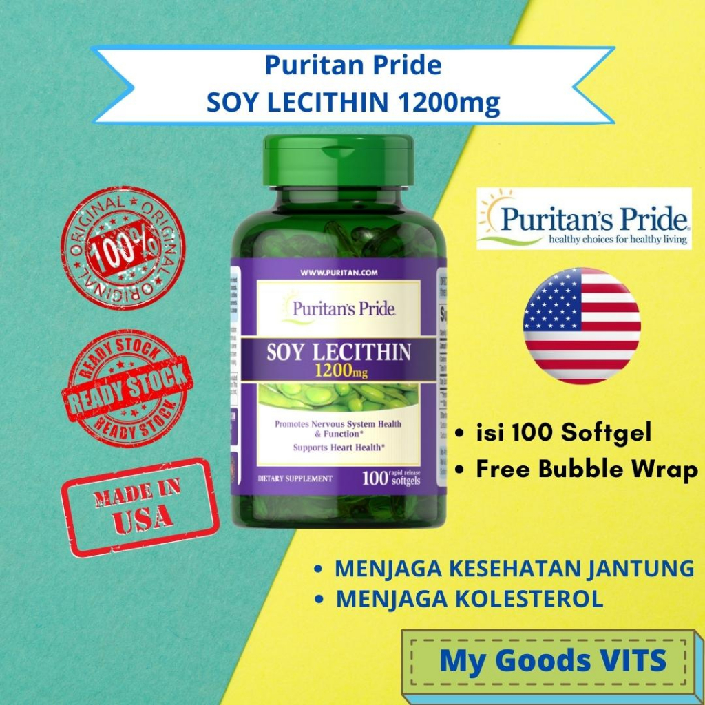Jual Puritan Pride Soy Lecithin 1200mg isi 100 Softgel Vitamin Jantung ...