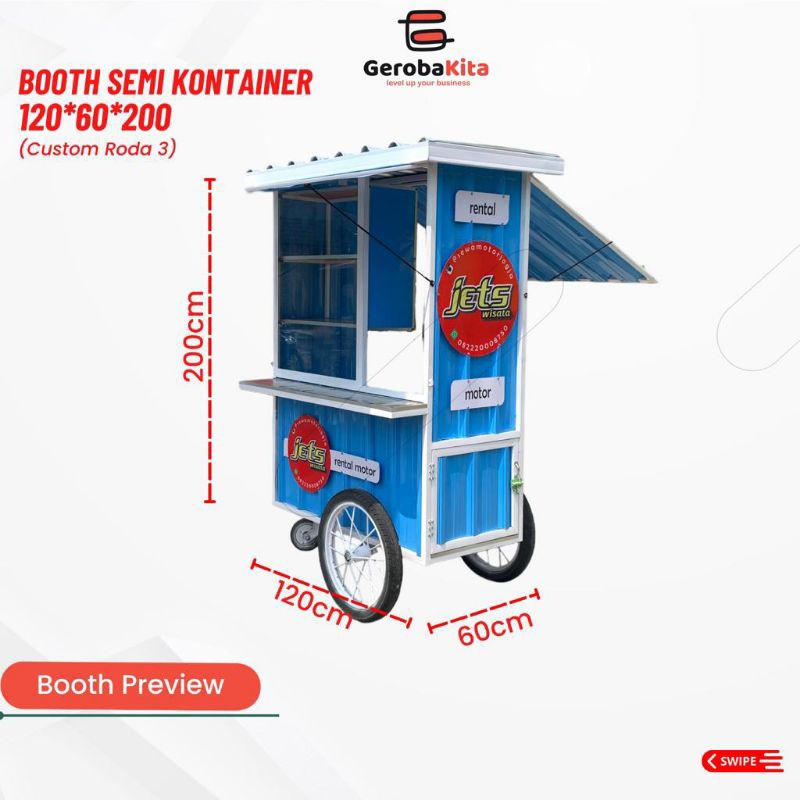 Jual Booth Semi Kontainer Roda 3/ gerobak dorong murah | Shopee Indonesia