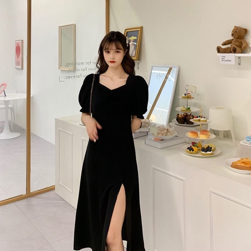 Jual backless dress/night dress code/dress korea hitam D036 | Shopee ...
