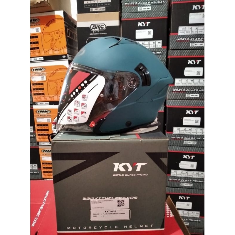 Jual Helm KYT NFJ Plain Matt Emerald Green / KYT NFJ Solid / NFJ Warna Terbaru | Shopee Indonesia
