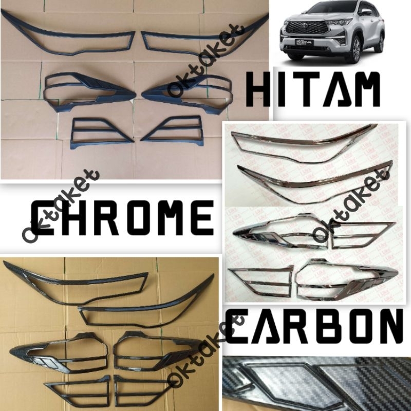 Jual paket garnish depan belakang Innova Zenix 2023 hitam & chrome & Carbon | Shopee Indonesia
