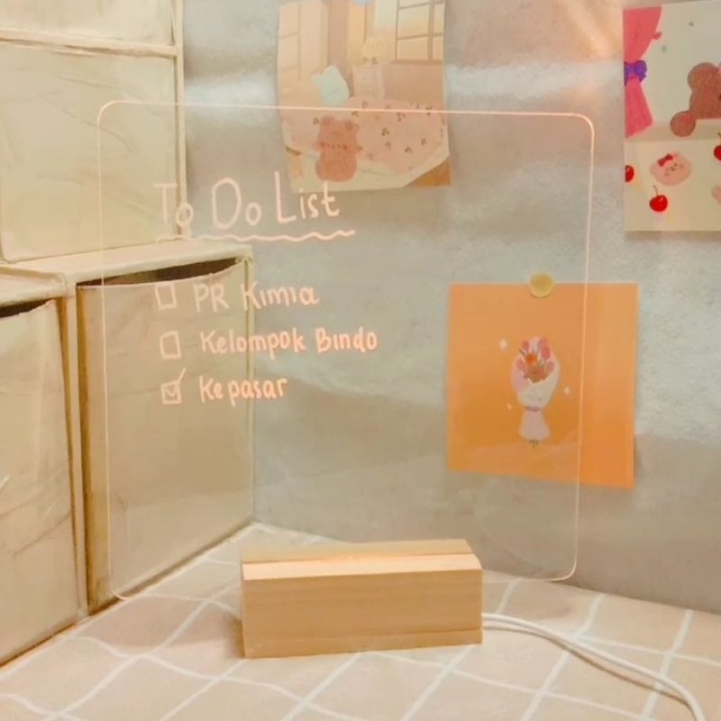 Jual Acrylic note board papan tulis home dekor table decor akrilik led ...