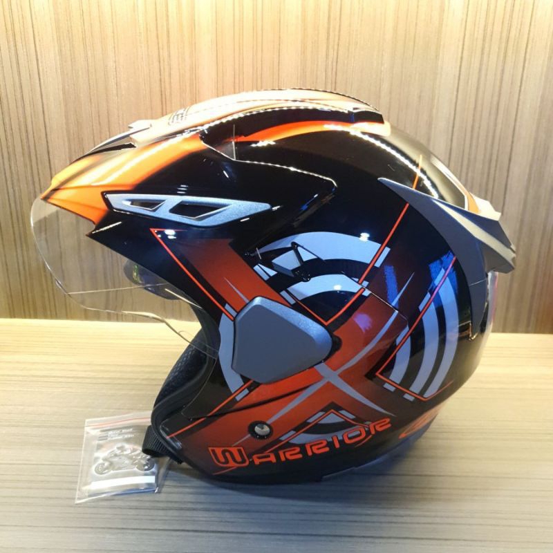 Jual Helm motor Half face Double Visor FORCE SNI WARRIOR Orange Black ...