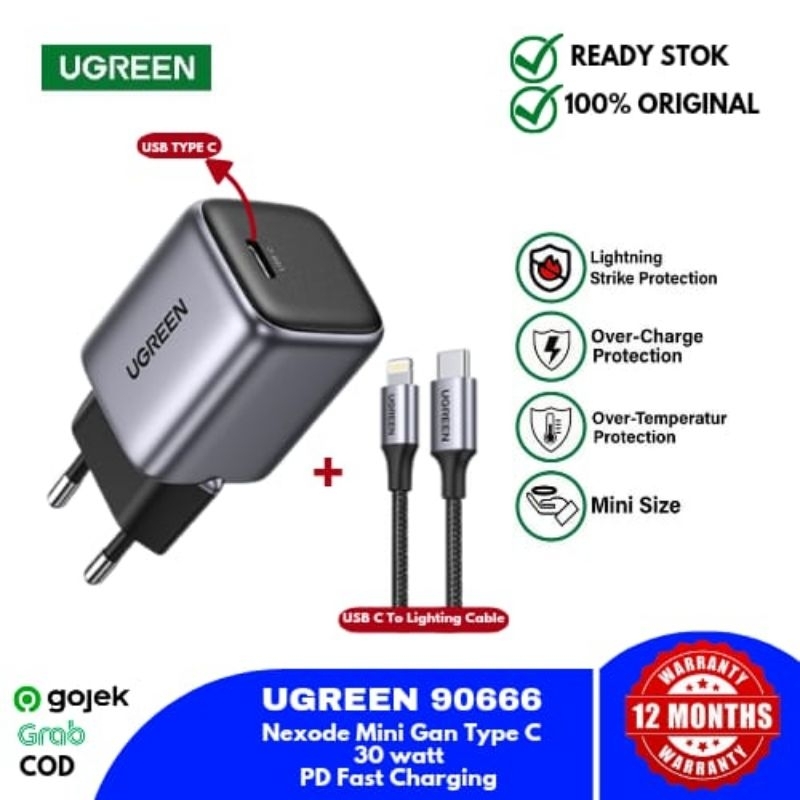 Jual Charger UGREEN for Iphone Kabel MFI 10W / 20W / 30W Standar Charge Fast Charging Original ...