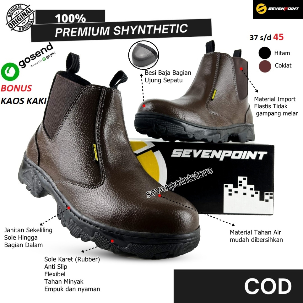 Jual Sepatu Safety Pria Boots Slop Original Sefty Shoes Ujung Besi Baja ...