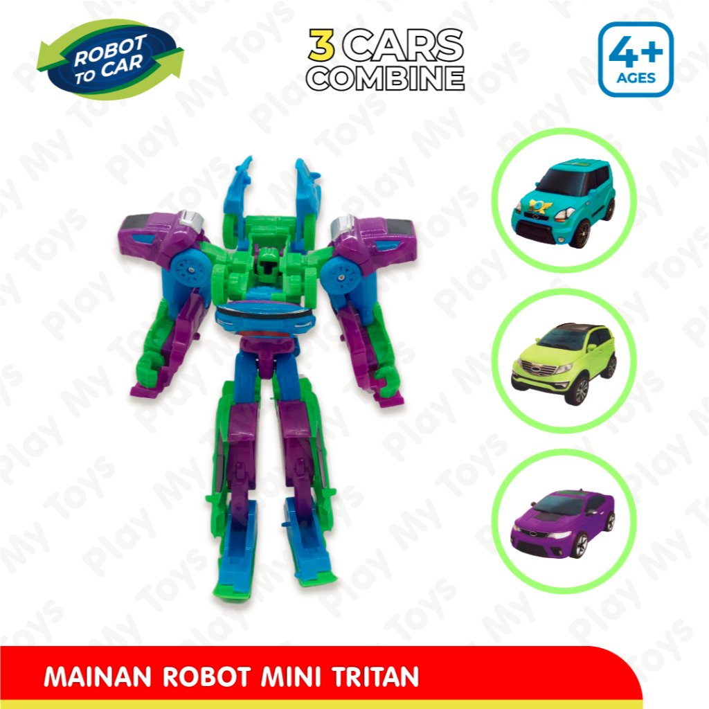 Jual Mainan Robot Mini Tritan 3 in 1 Robot to Car Mainan Anak Mobil ...