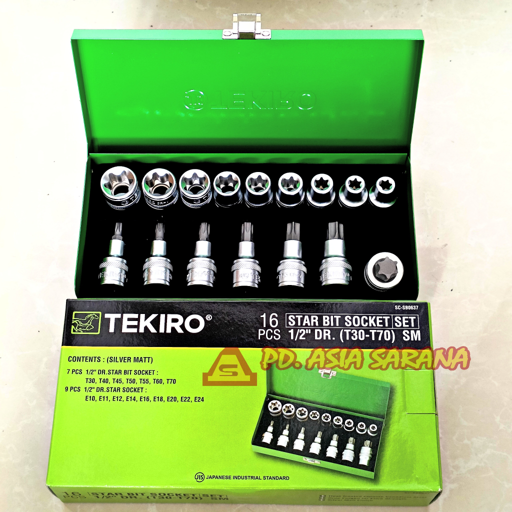 Jual Star Bit Socket 1/2" Set 16pcs TEKIRO SC-SB0637 Mata Kunci Sok L Bintang Wrench | Shopee ...