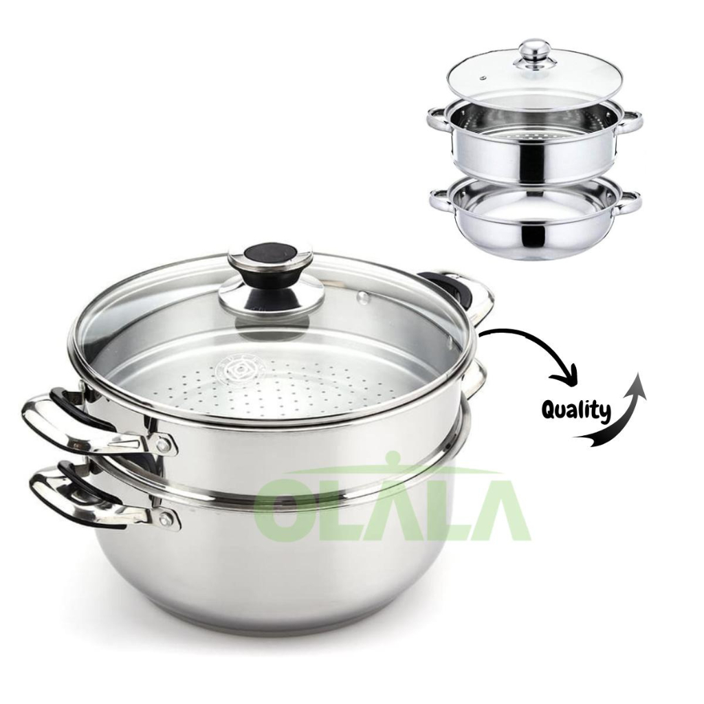 Jual PANCI KUKUS 2 SUSUN STEAMER STAINLESS TUTUP KACA PANCI SIOMAY BOLU ...