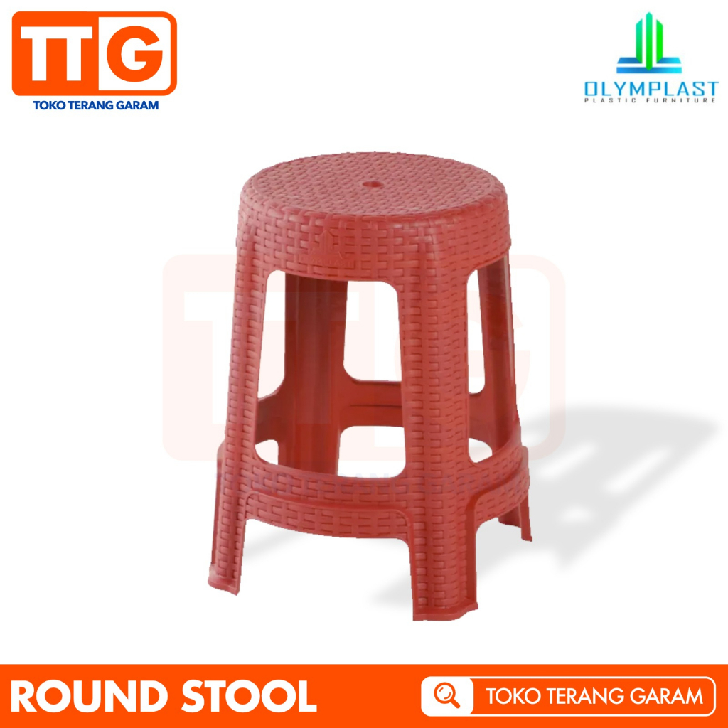 Jual OLYMPLAST RATTAN ROUND PLASTIC STOOL CHAIR KURSI BASO PLASTIK ...