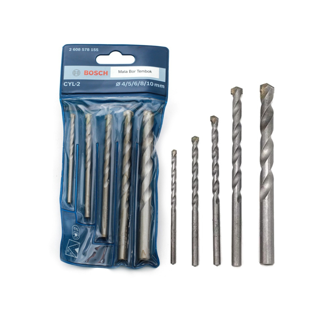 Jual Mata Bor Beton Besi Set 5 Pcs Bosch 456810 Cyl 2 Original Bosch Mata Bor Beton