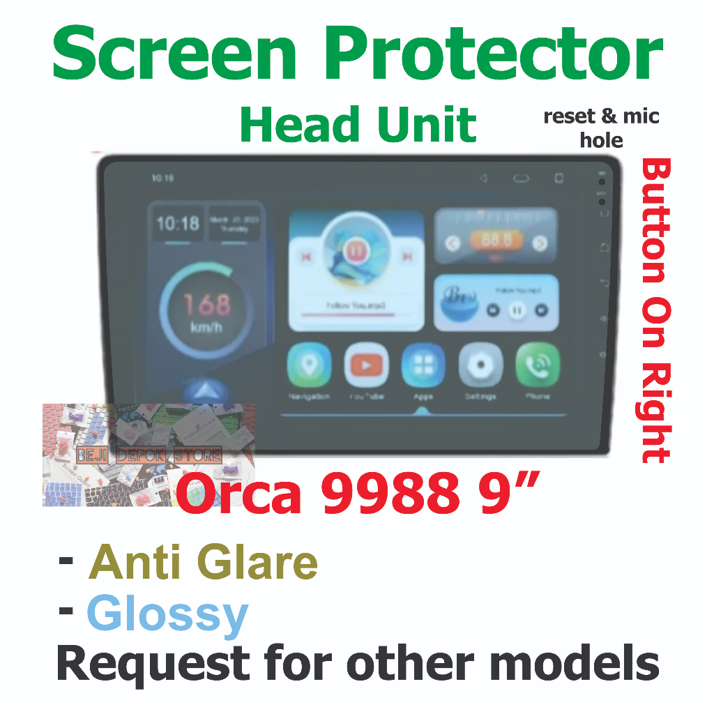 Jual Orca 9988 head unit mobil 9" inch Screen Protector Guard Right Button | Shopee Indonesia