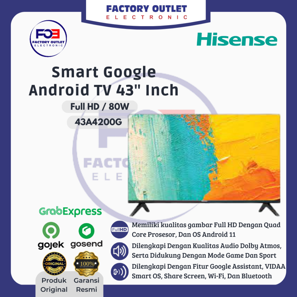 Jual Hisense Led Smart Android TV 43 - 43A4200G | Shopee Indonesia