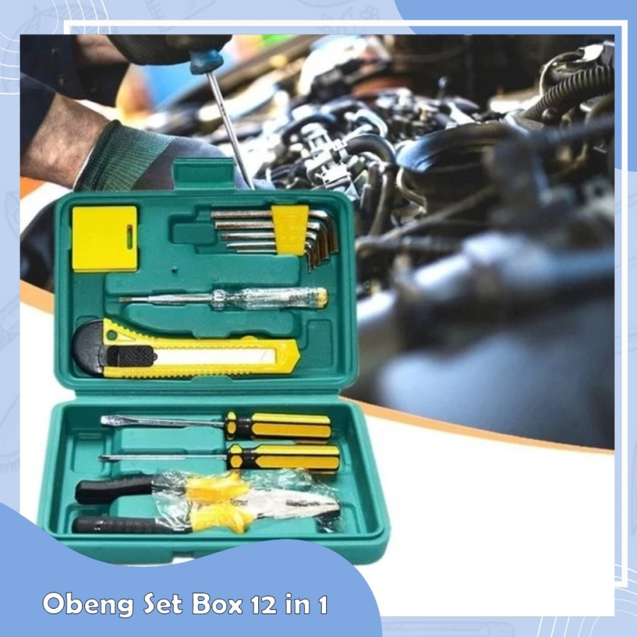 Jual Alat Pertukangan Tools Kit Set Box 12 in 1 Tang Meteran Kunci L ...